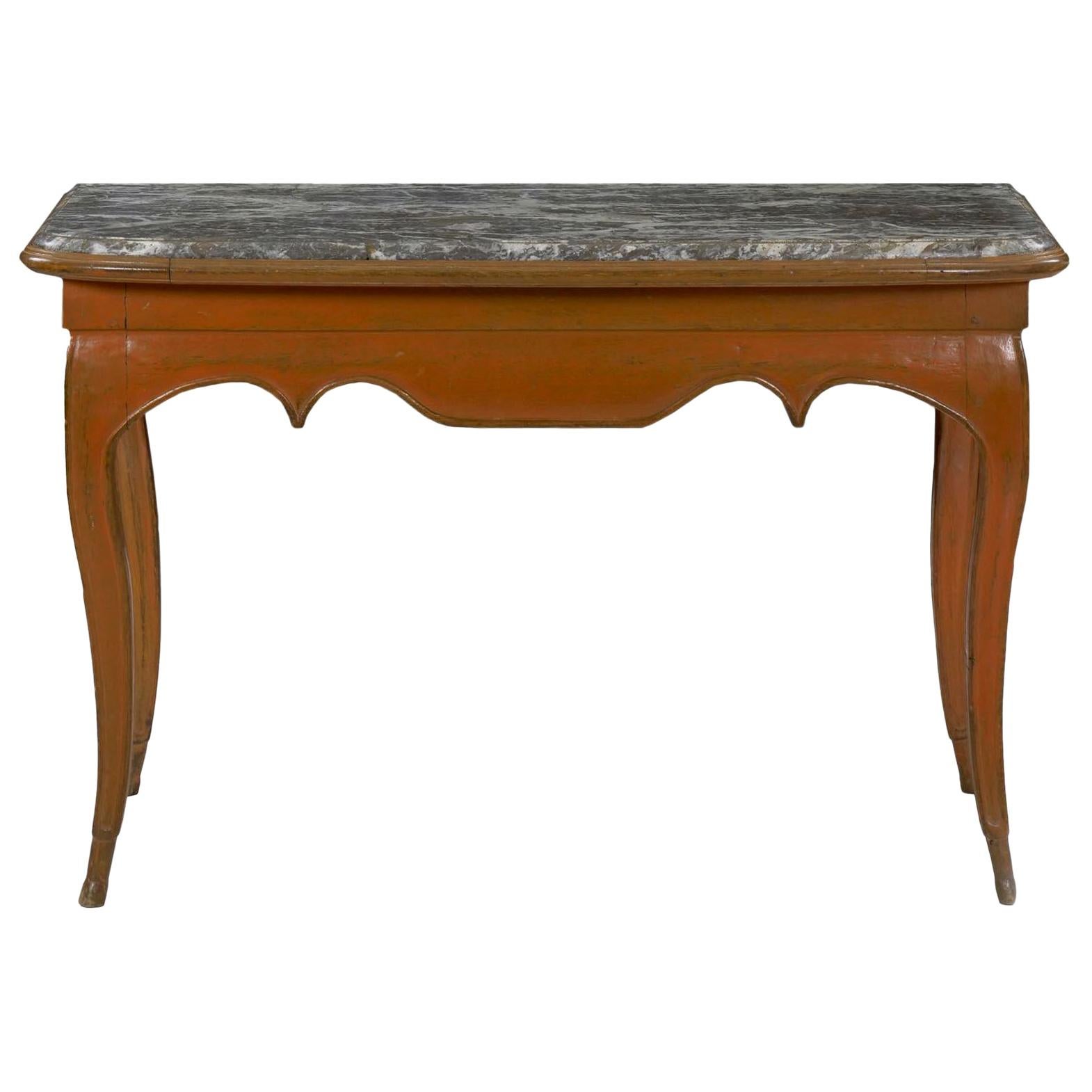 Large Louis XV Style Giltwood Console Table, 19th Century with Marble ...