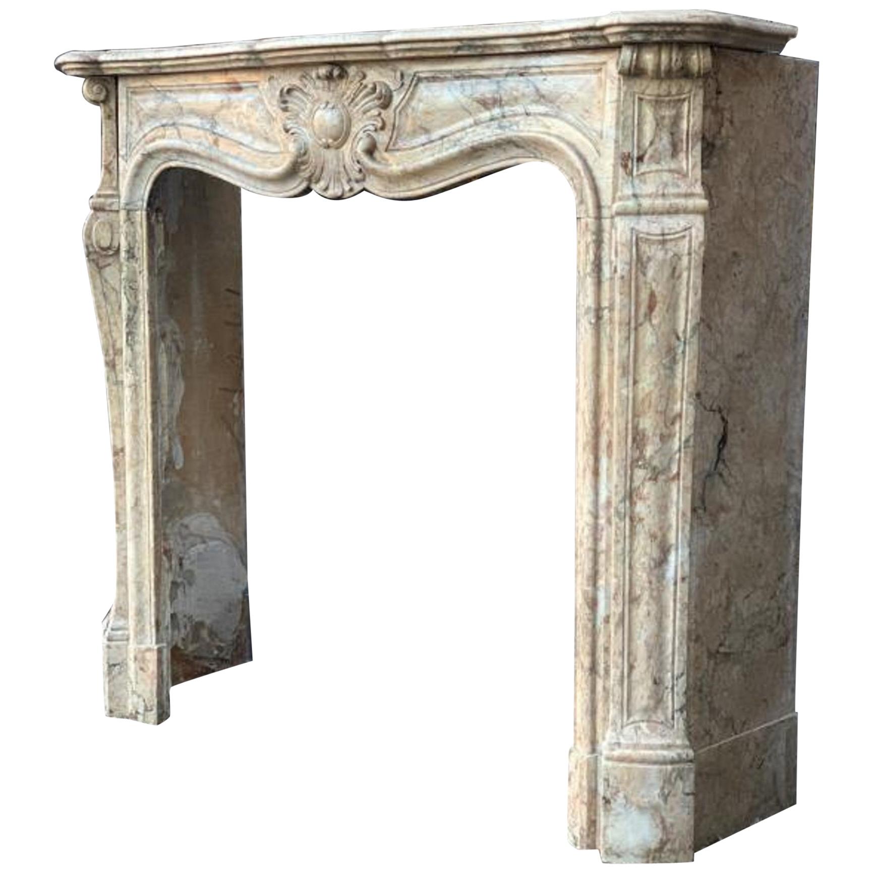 French Style Luis xv Marble Fireplace with Bronze Decorations For Sale ...