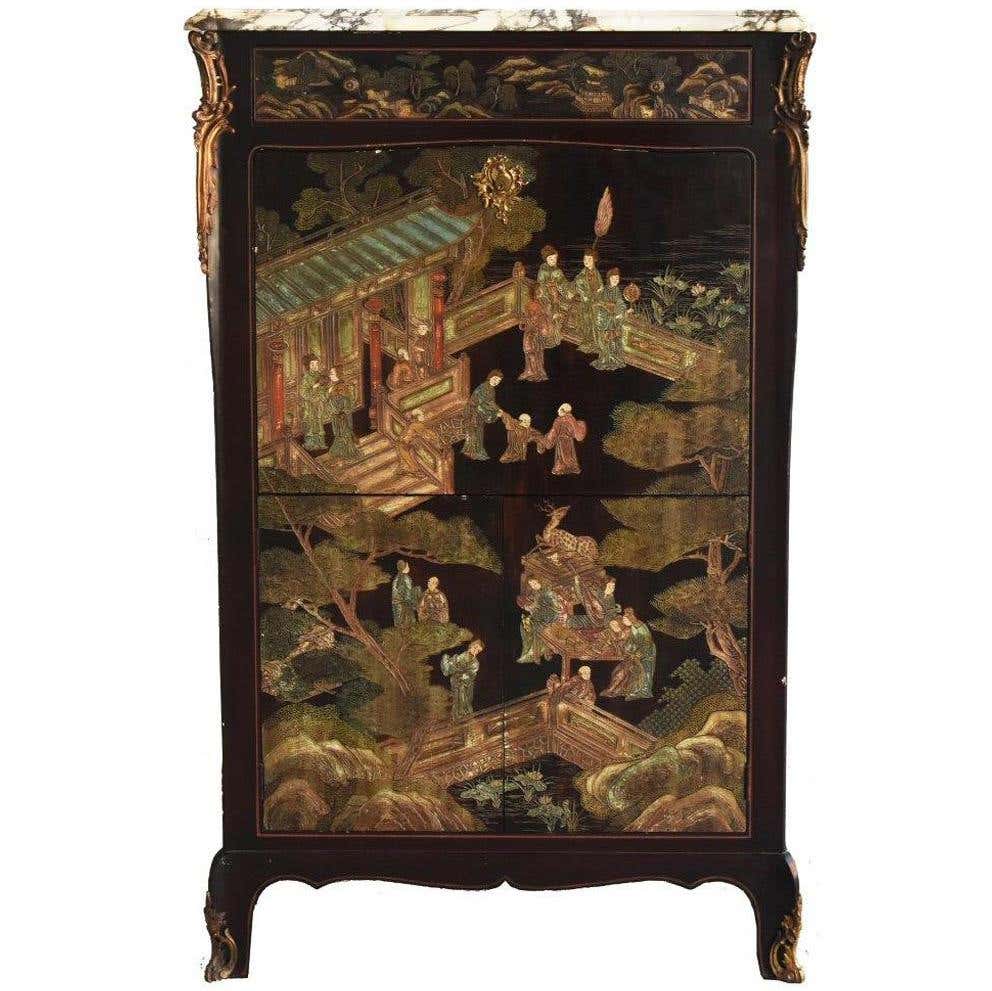 Louis XV Style Secretary Lacquered And Stamped By Louis Midavaine At louis-xv-style-secretary-lacquered-and-stamped-by-louis-midavaine-at