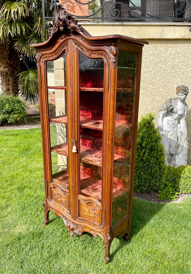 Louis XV Style Walnut Showcase 19th century For Sale at 1stDibs