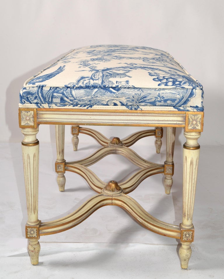 Louis XVI Bench Karges Furniture Co. Hand Carved Hardwood Blue Motif ...