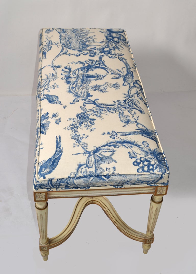 Louis XVI Bench Karges Furniture Co. Hand Carved Hardwood Blue Motif ...