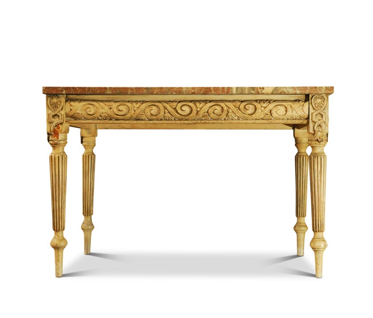 Louis XVI Neoclassical Design Rouge Veined Marble Top Side Table 1800's ...