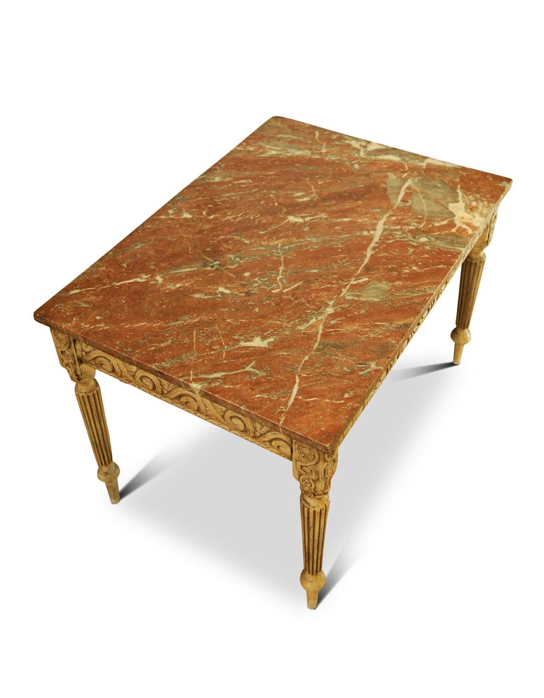 Louis XVI Neoclassical Design Rouge Veined Marble Top Side Table 1800's ...