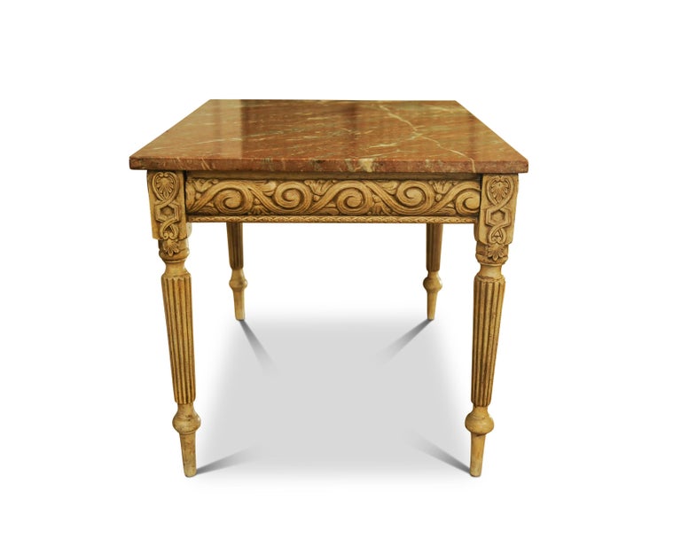 Louis XVI Neoclassical Design Rouge Veined Marble Top Side Table 1800's ...