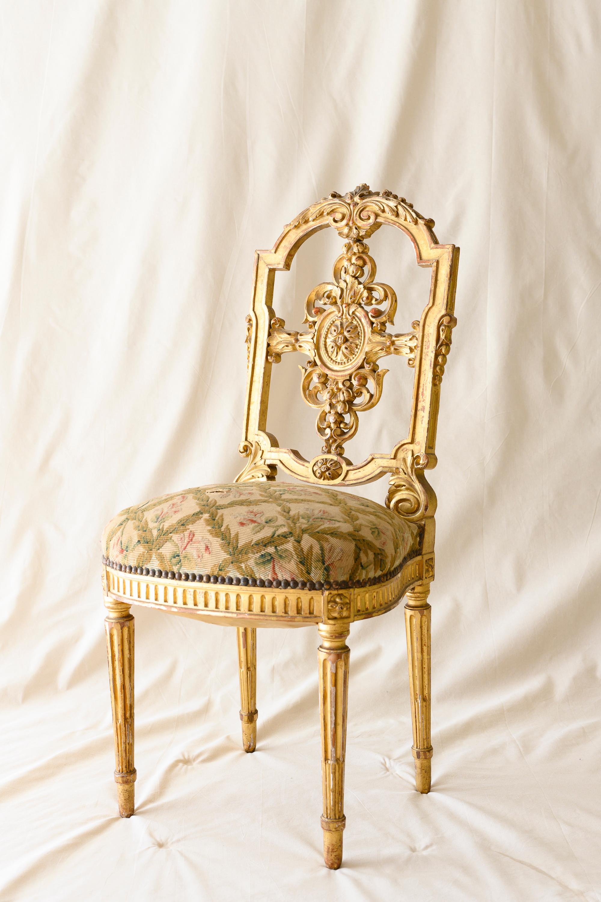 Louis XVI Glitwood Versailles Style Giltwood Chairs, Set of 4 For Sale ...