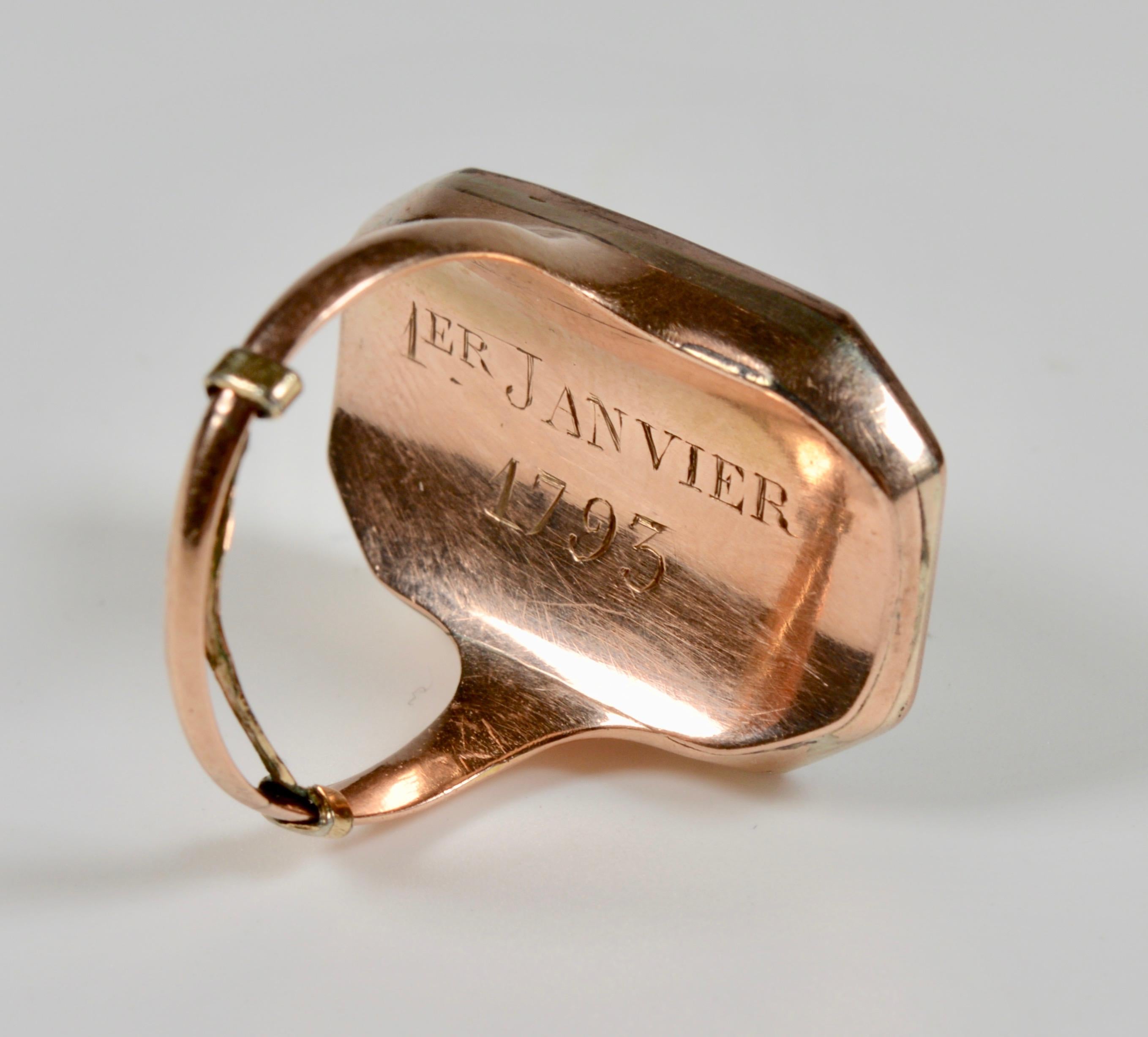 Louis XVI Gold and Enamel Portrait Ring, 1793 at 1stDibs