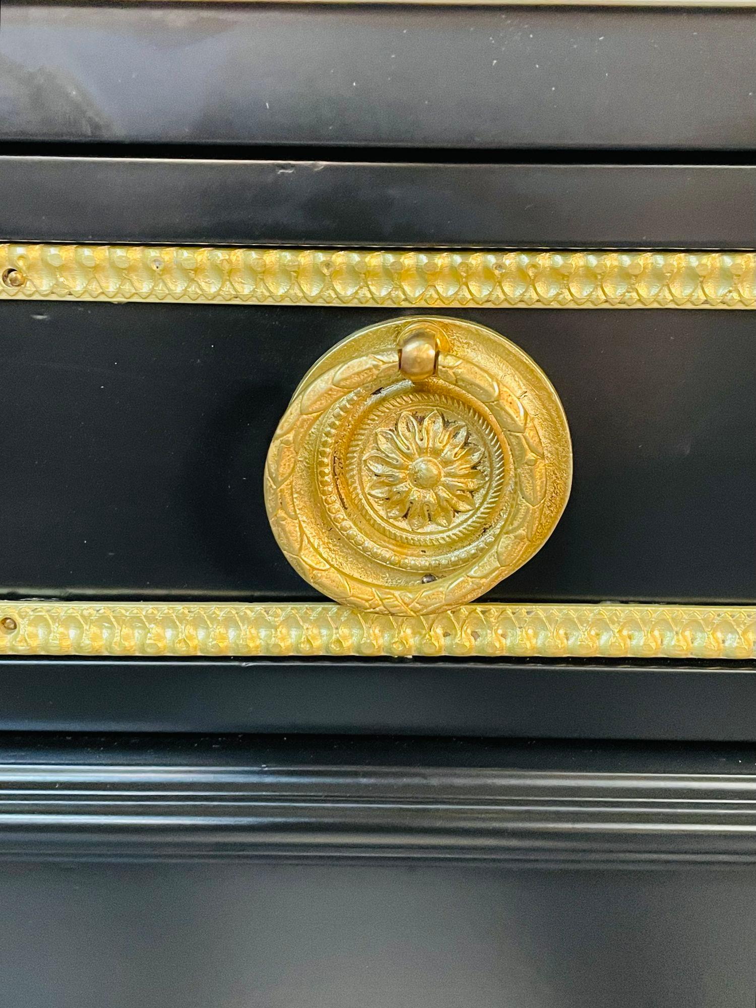 Louis XVI Hollywood Regency Ebony Sideboard, Cabinet, Buffet, Maison ...