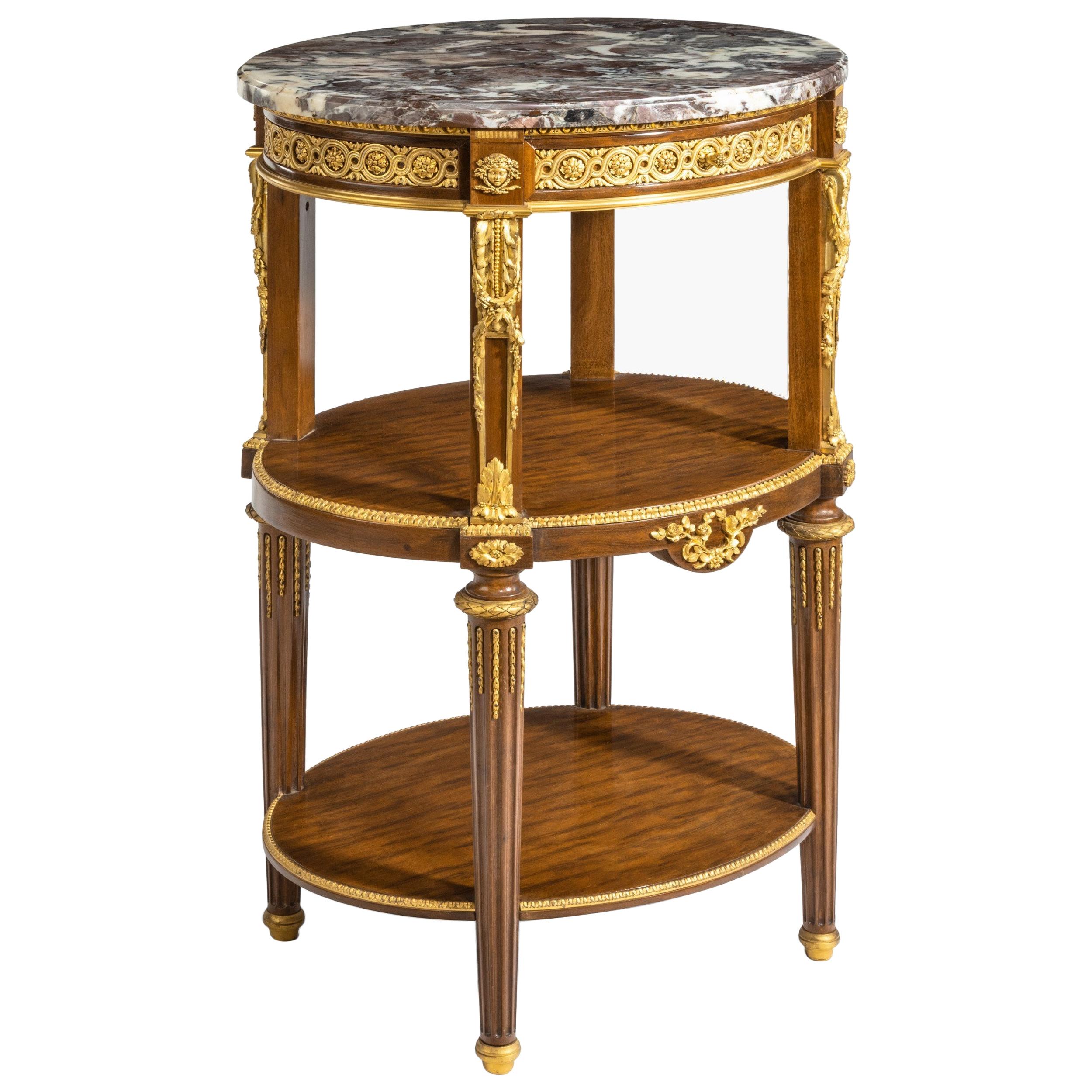 Carved Wood Louis XVI Style Accent Table with White Marble Top at 1stDibs