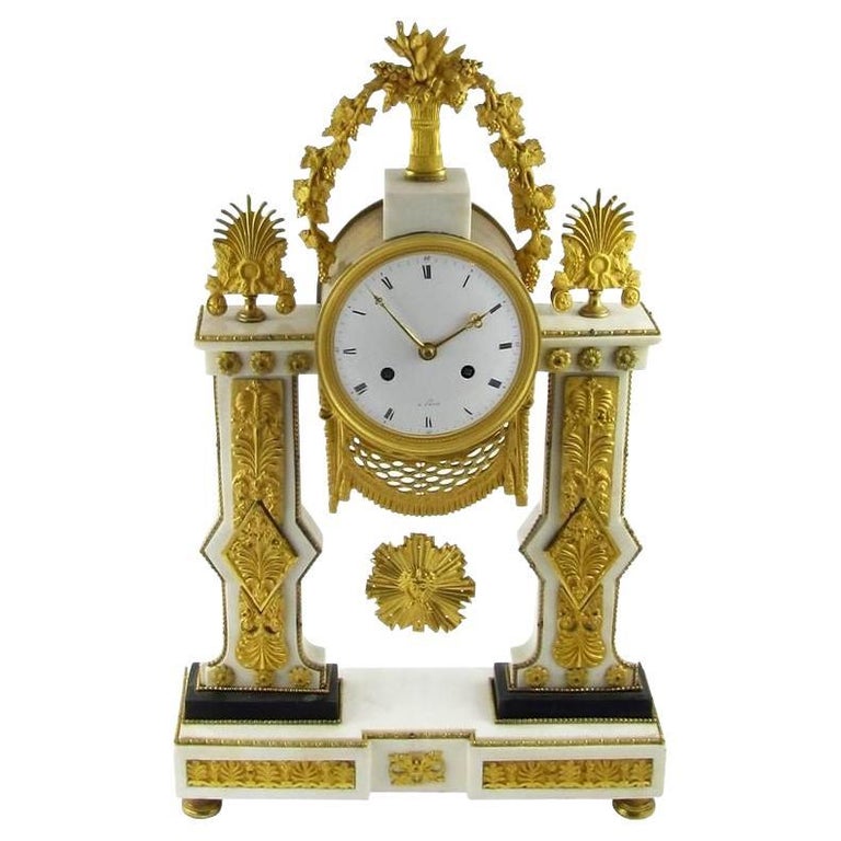 Louis XVI Marble and Gilt Bronze Table Clock For Sale at 1stDibs