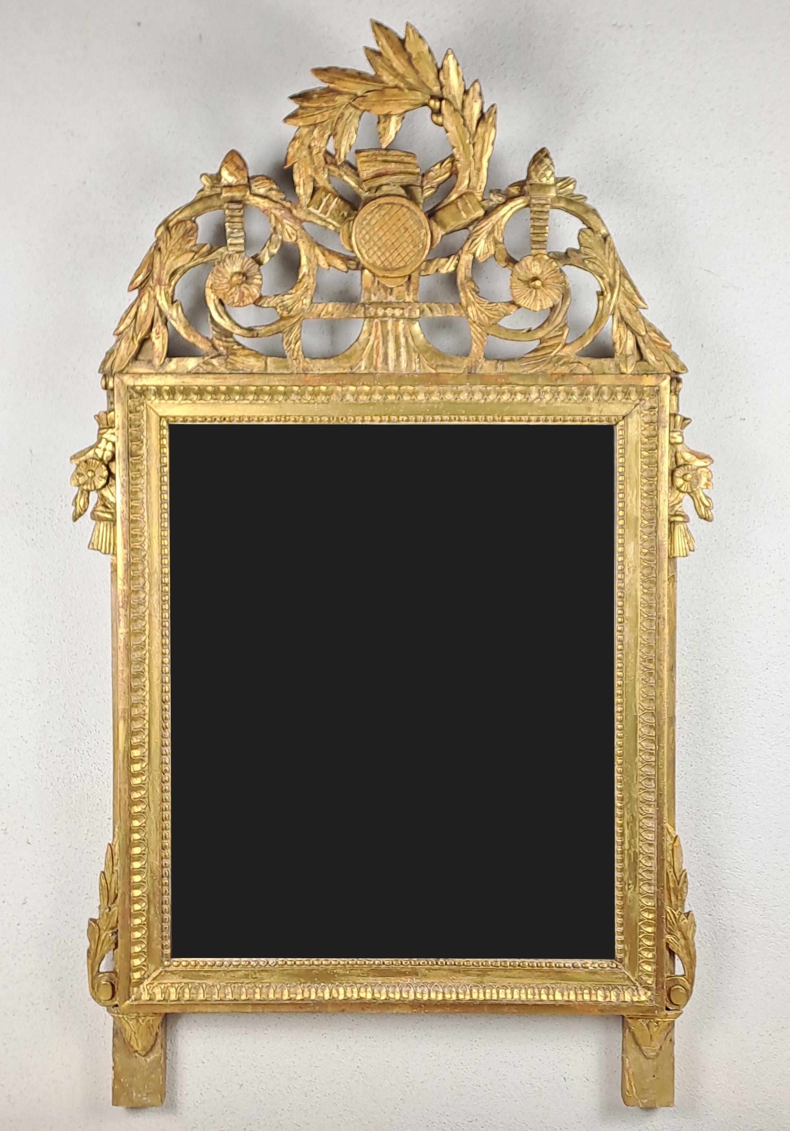 Louis XVI Mirror In Gilded Wood For Sale at 1stDibs