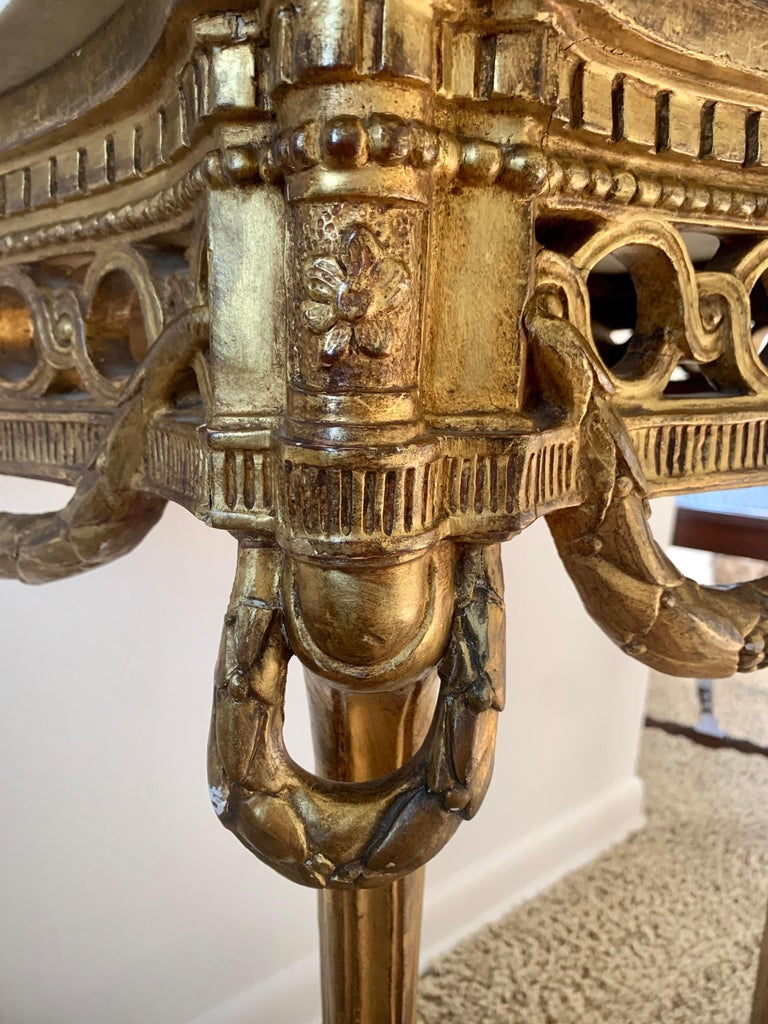 Louis XVI Neoclassical Gilt Wood Marble Top Console Table at 1stDibs