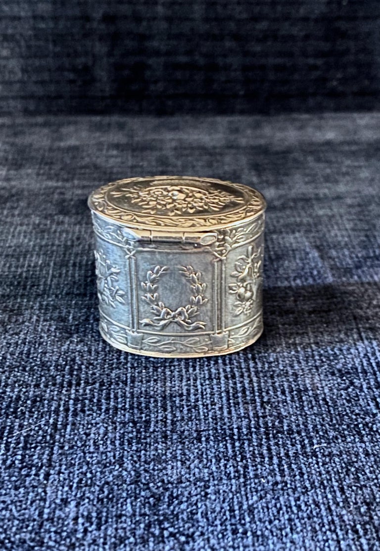 Louis XVI Neoclassical Sterling Silver Snuff or Patch Box For Sale at ...
