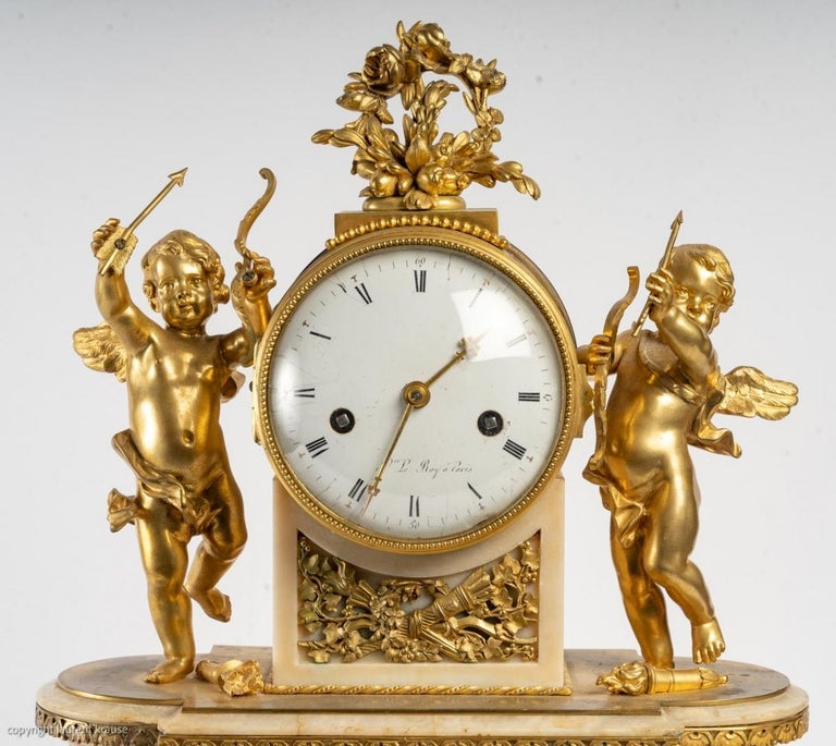 Louis XVI Period Clock in Bronze and Alabastere For Sale at 1stDibs
