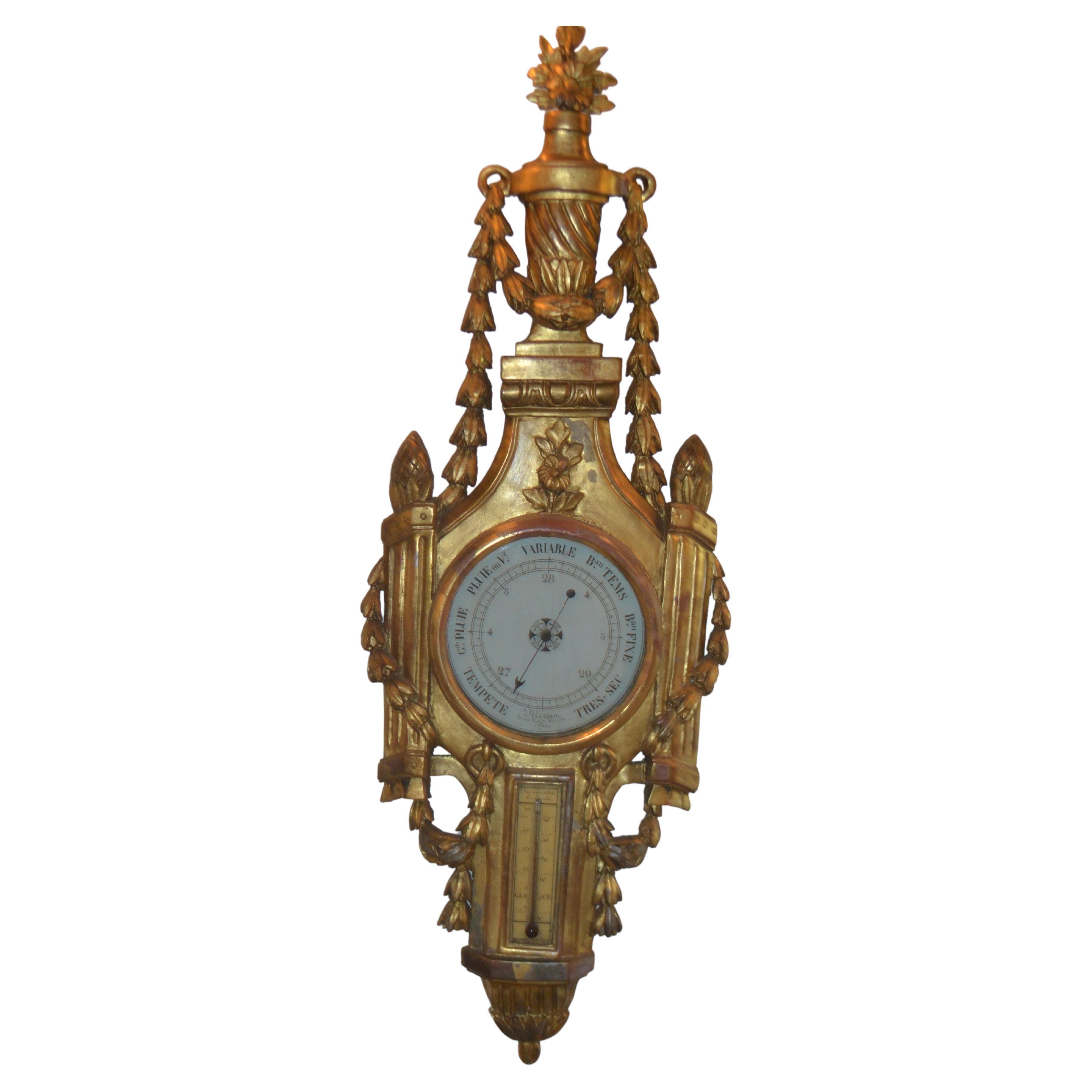 Masterly Carved Black Forest Wall Barometer with Fern Plants and Eagle ...