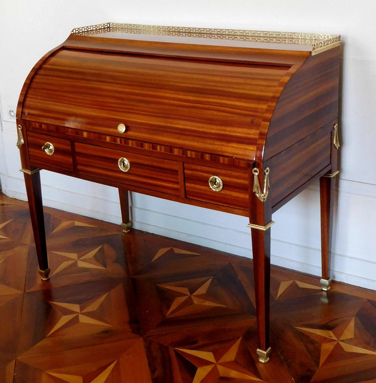 Louis XVI Satinwood Roll Top Desk by Macret - Stamped - 18th Century ...