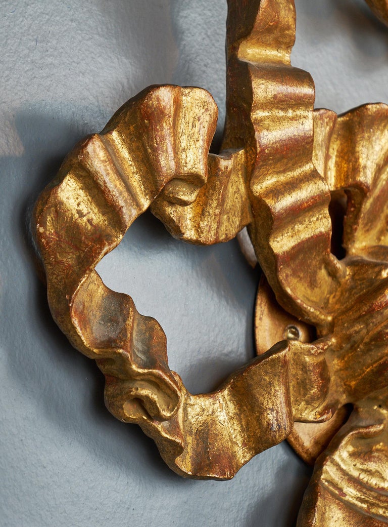 Louis XVI Style Antique Gold Bow Sconces For Sale at 1stDibs