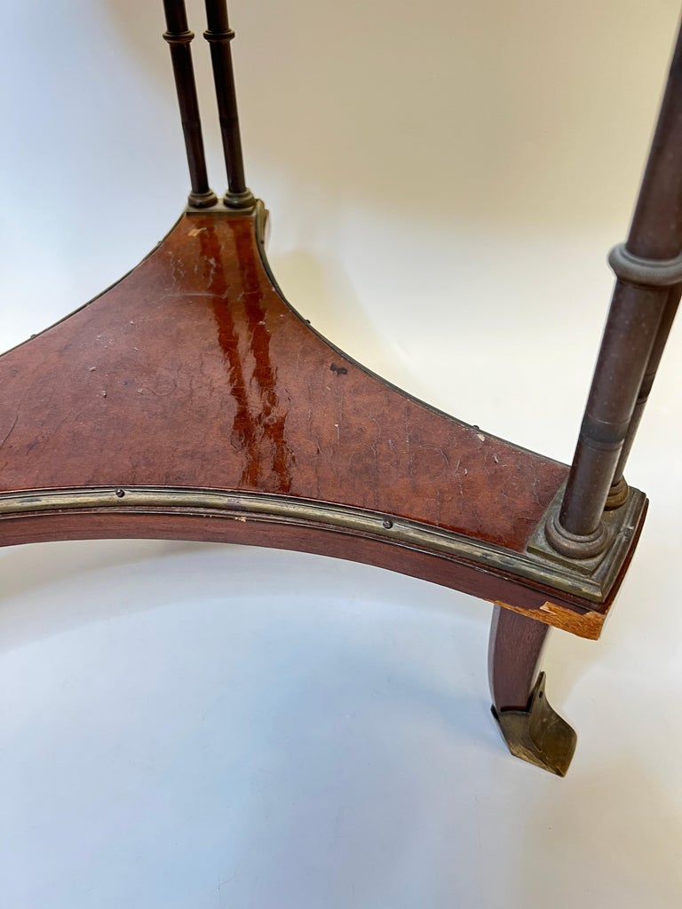 Louis XVI Style Bronze and White Marble Gueridon Table with Bamboo Legs ...