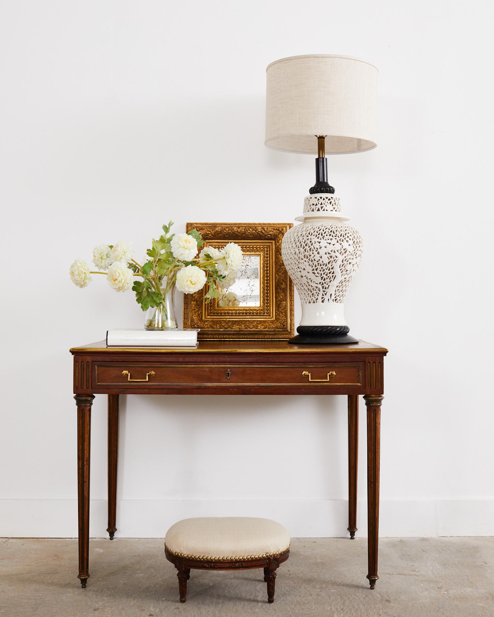 Louis XVI Style Bronze Mounted Walnut Writing Table Desk at 1stDibs