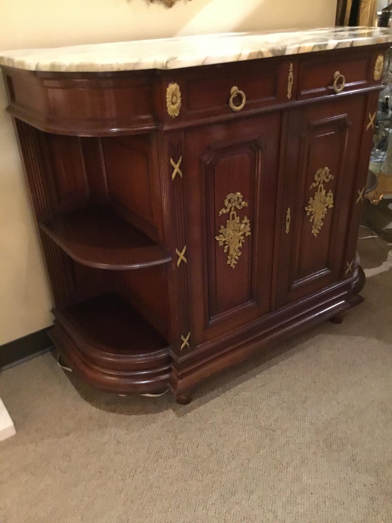 Louis XVI Style Buffet with Gilt Bronze Mounts, Demilune Shape with ...