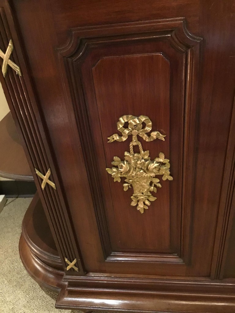 Louis XVI Style Buffet with Gilt Bronze Mounts, Demilune Shape with ...