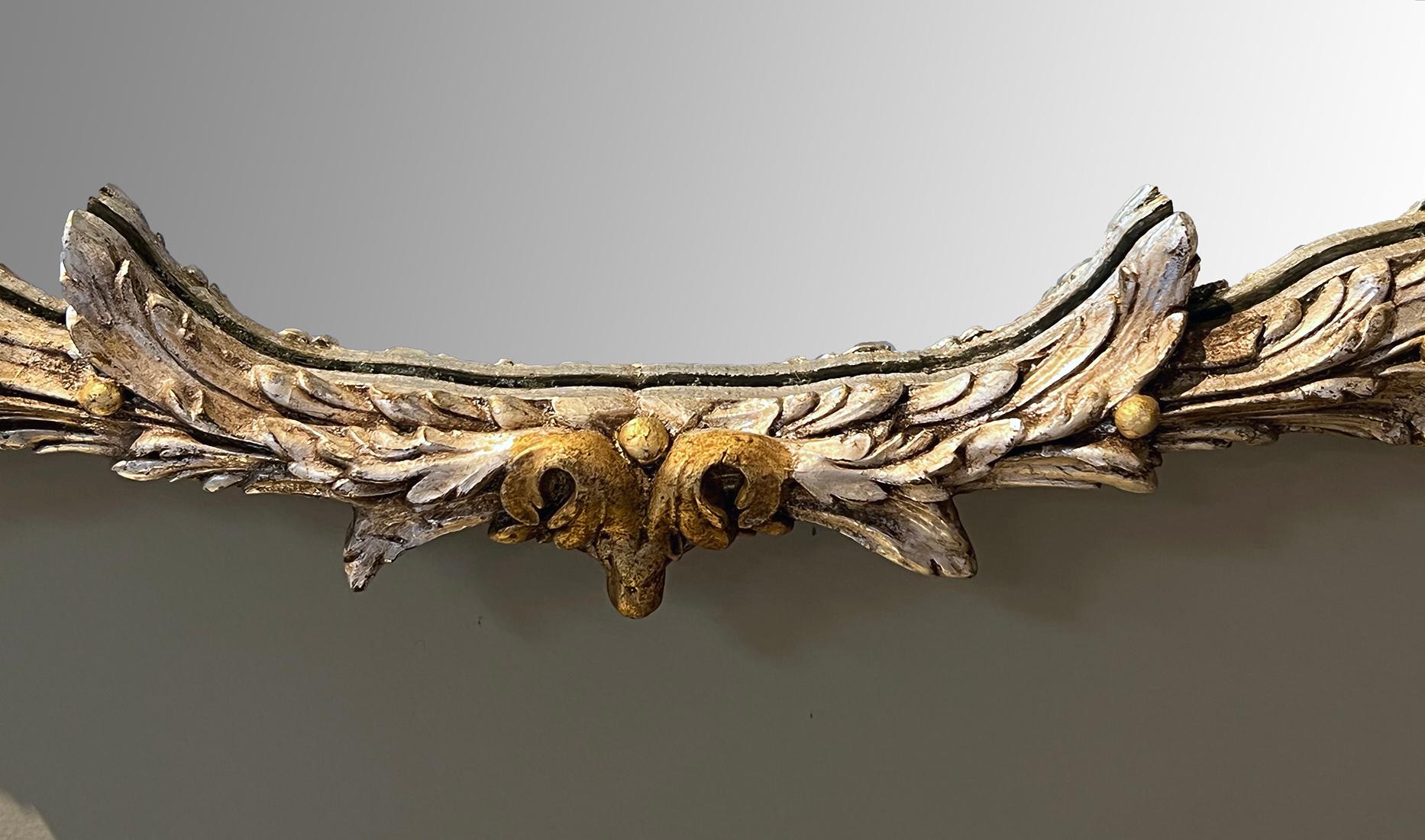 Louis XVI Style Carved Laurel Leaf and Berry Silver-Gilt Mirror w Gold ...