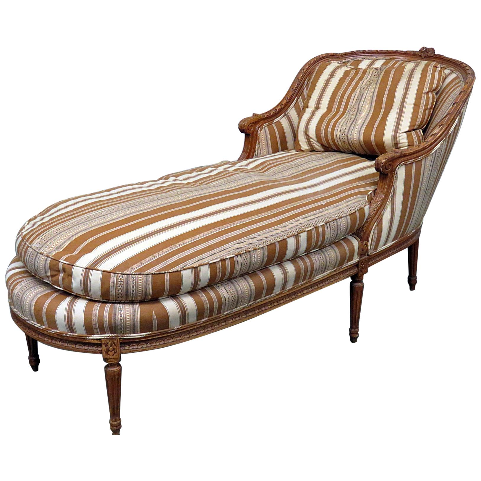 Louis XVI Style Chaise Lounge Chair For Sale at 1stDibs