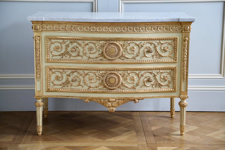 Louis XVI Style Chest of Drawers Painted with Gold Highlights For Sale ...