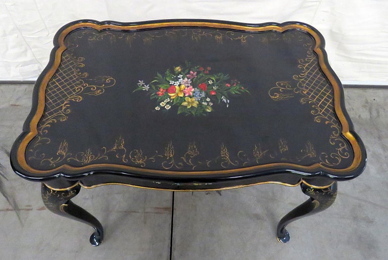 Hand Painted Floral Decorated Georgian Tea Table with Sliding Trays at ...