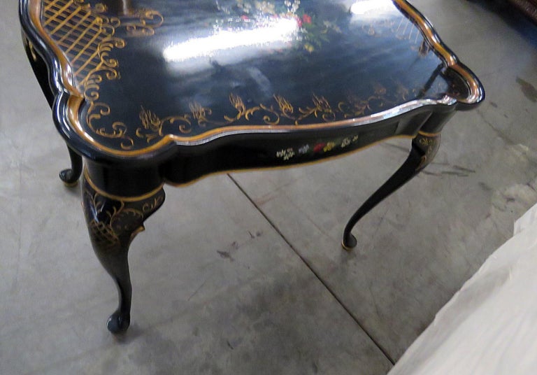 Hand Painted Floral Decorated Georgian Tea Table with Sliding Trays at ...