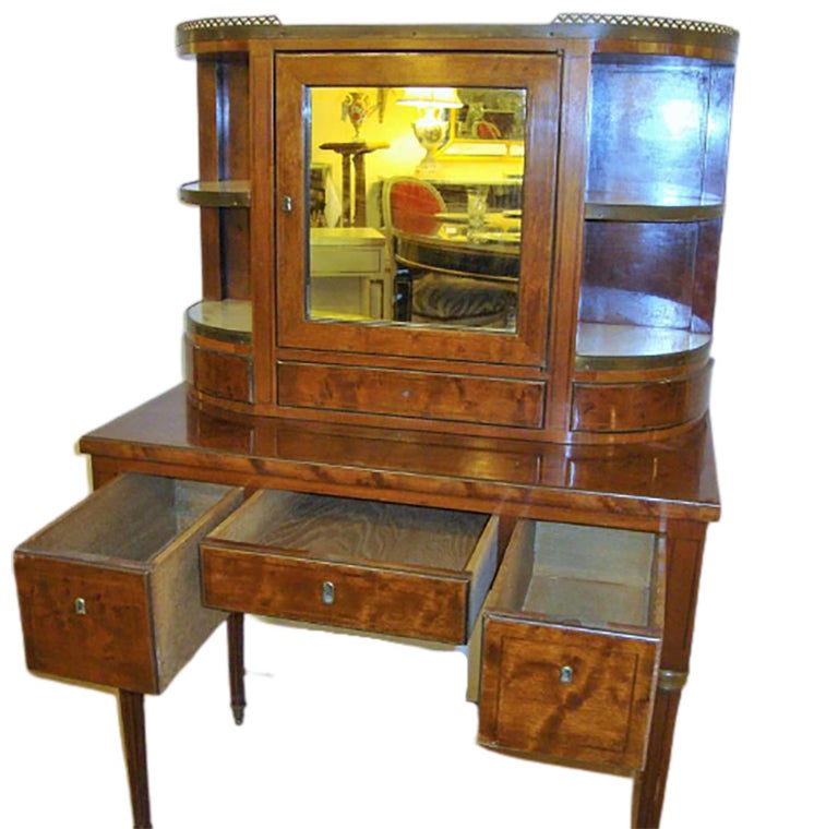 Louis XVI Style Desk with Vitrine Top For Sale at 1stDibs