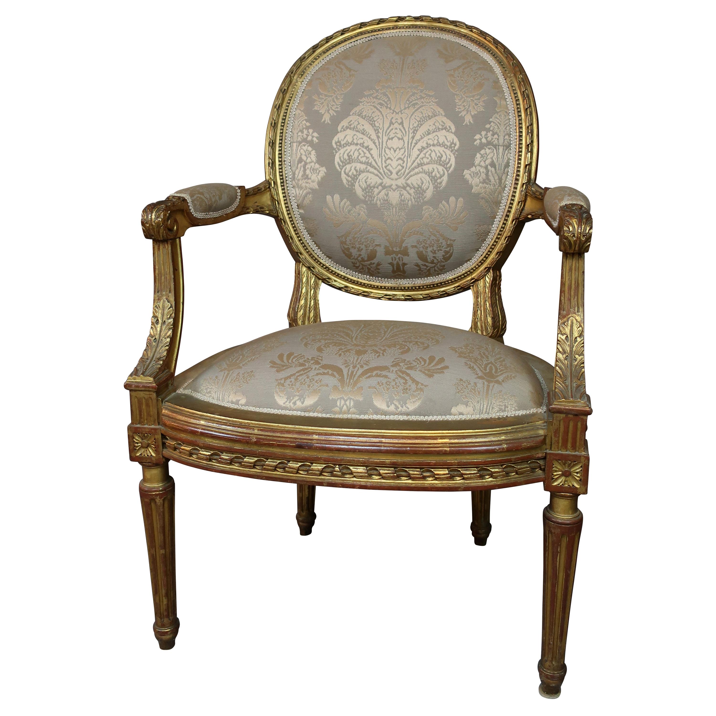 Chair in Louis Seize Style Gilded with Royal Fabric at 1stDibs | louis ...