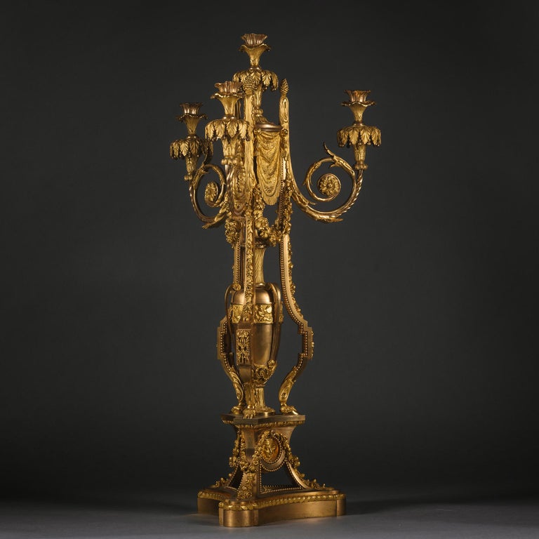 Louis XVI Style Gilt-Bronze Four-Light Candelabrum For Sale at 1stDibs