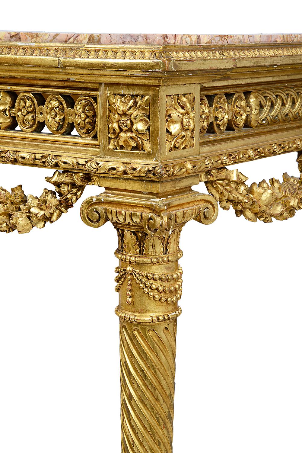 Louis XVI Style Giltwood and Marble Center Table at 1stDibs