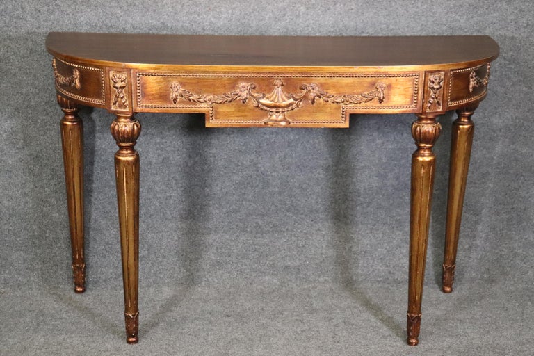 Louis XVI Style Gold Gilt Demilune Console Table For Sale at 1stDibs