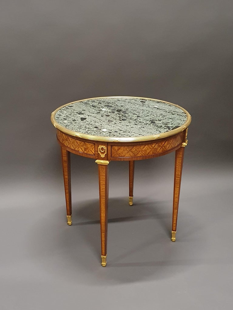 Louis XVI Style Gueridon Table in Marquetry and Gilt Bronze For Sale at ...