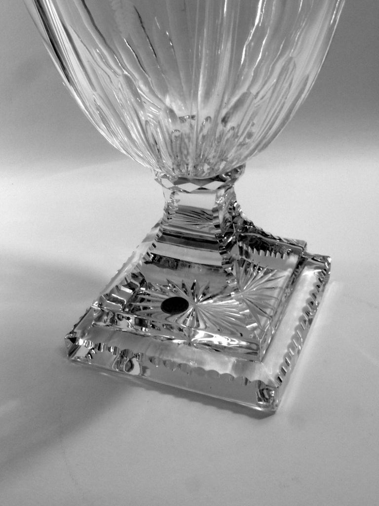 Louis XVI Style Large Italian Crystal Amphora With Engraved And Swan ...