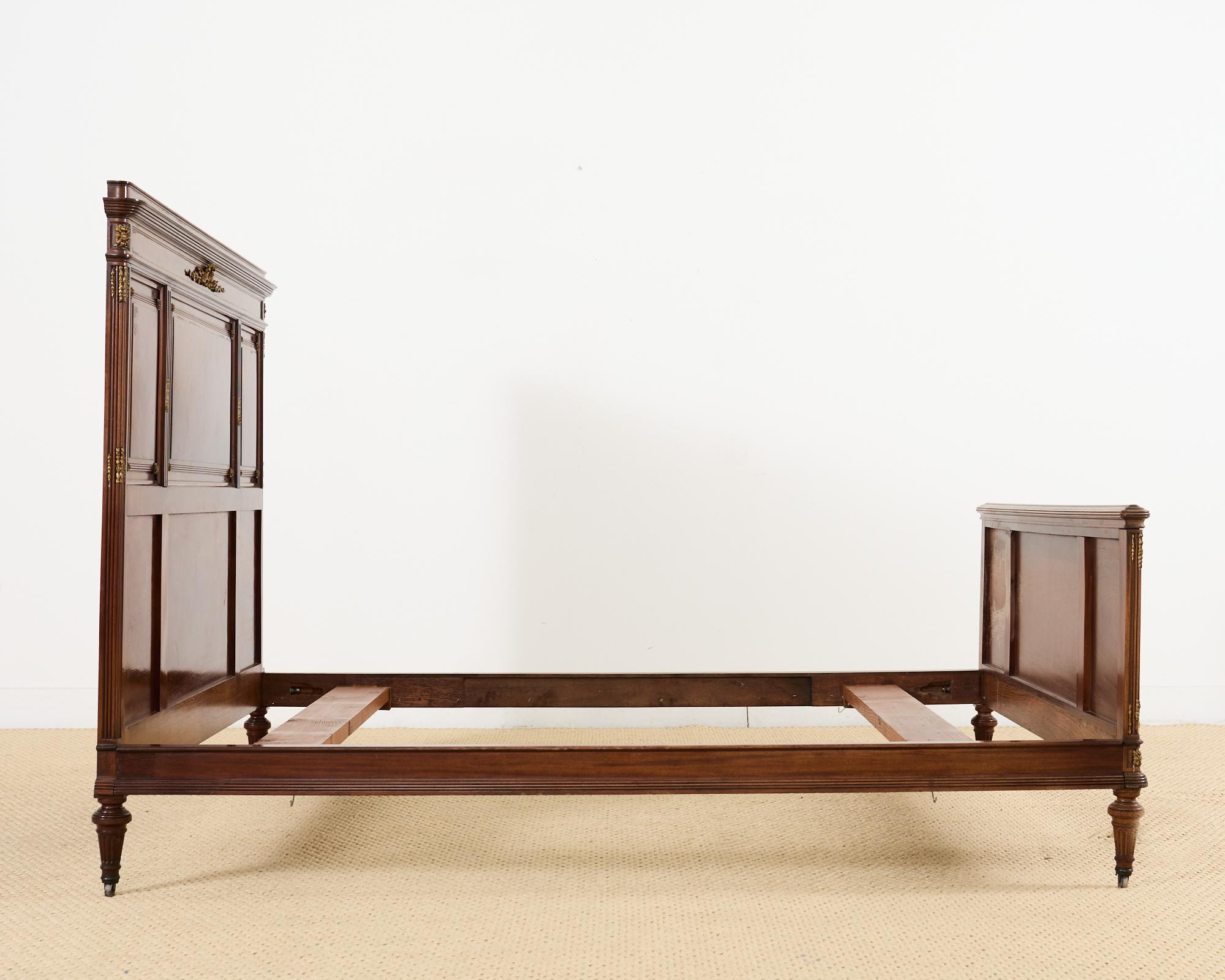Louis XVI Style Mahogany Queen Bed with Bronze Ormolu For Sale at 1stDibs