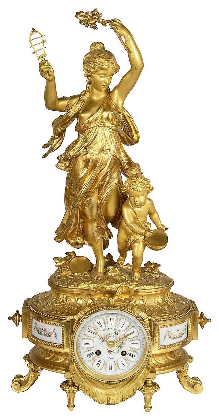 Louis XVI Style Mantel Clock Set, 19th Century, by Rollin, Paris at 1stDibs