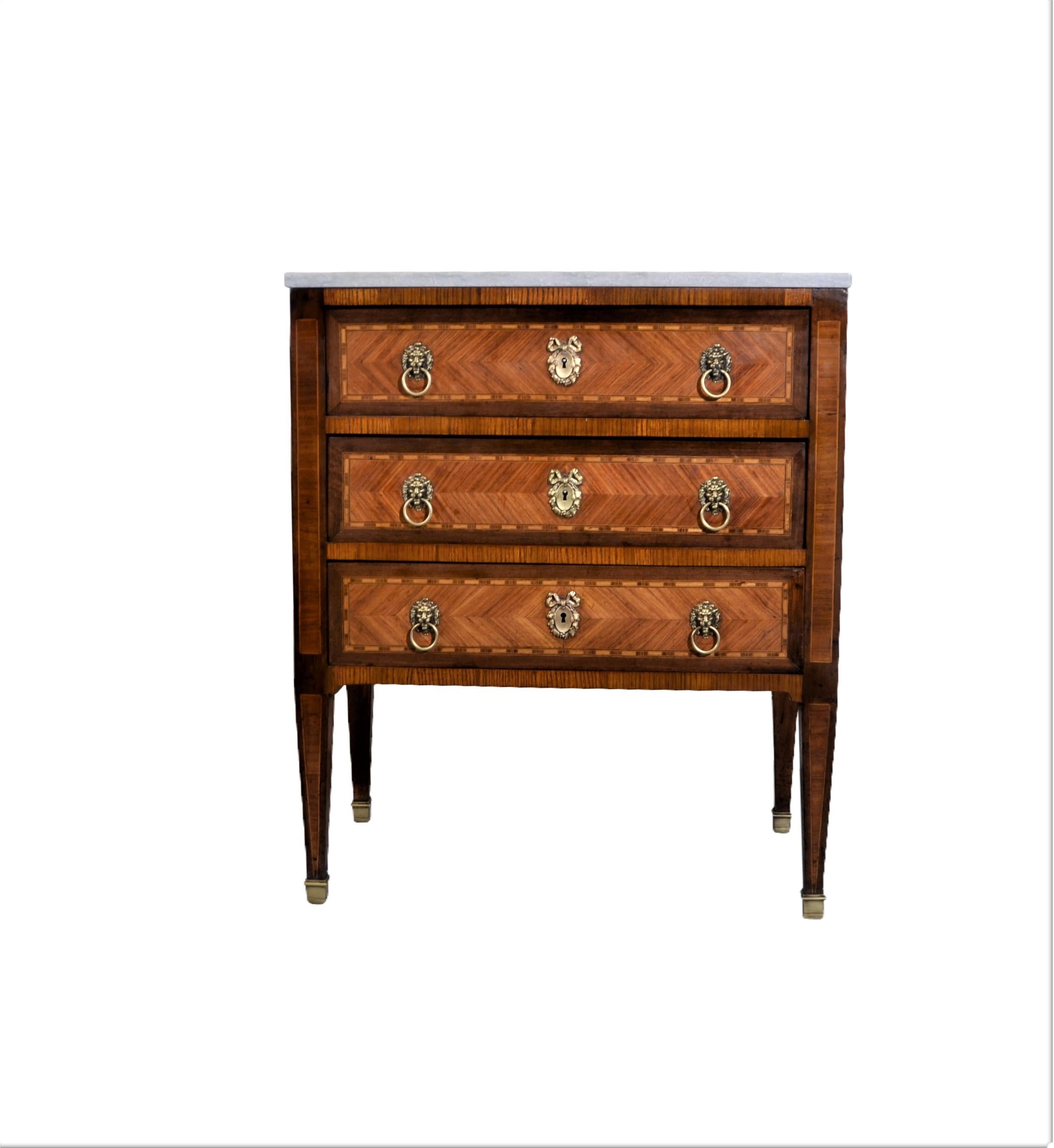 Antique Carved Louis XVI Style Marble Top Night Stand Table at 1stDibs
