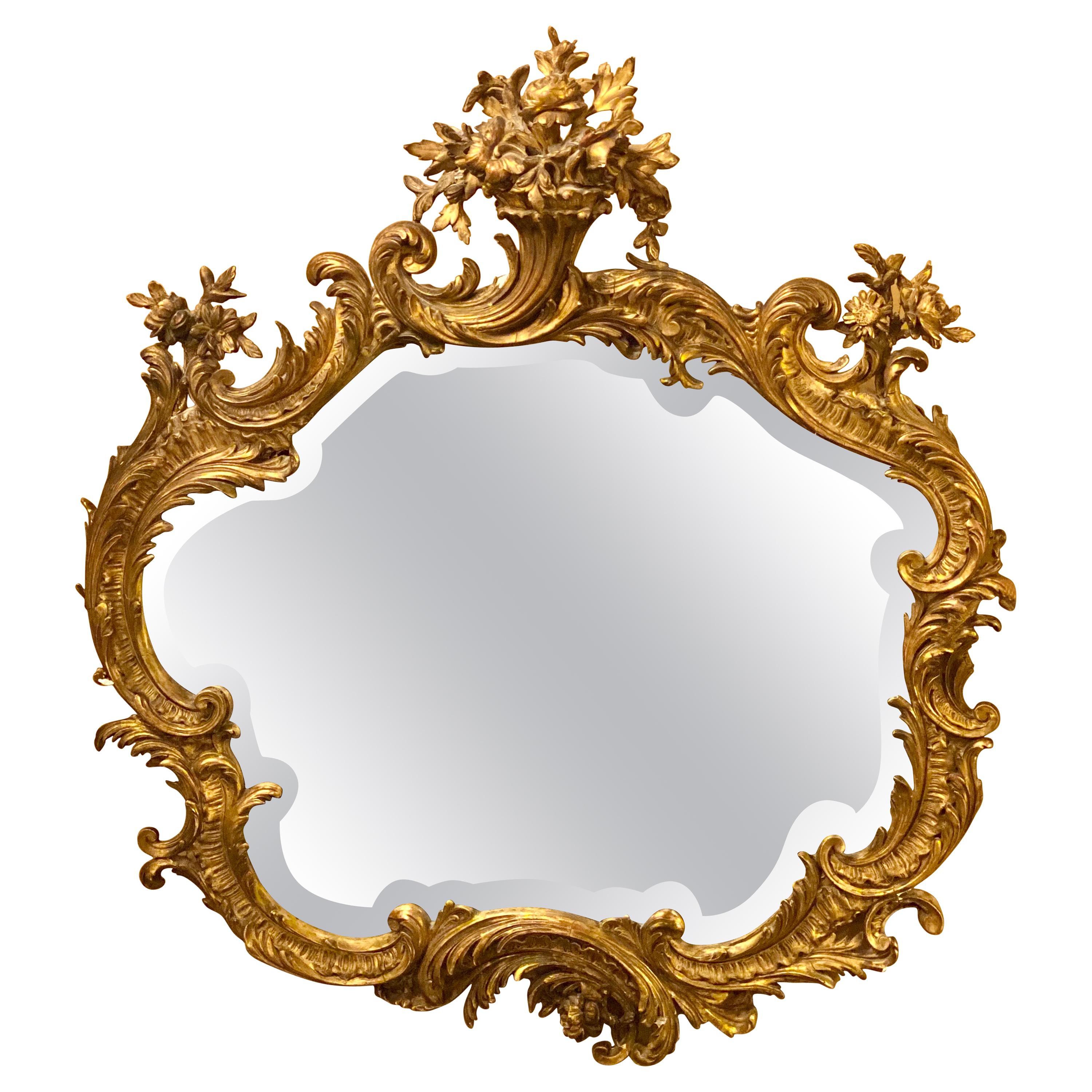Louis XVI French Style Carved Wall Mirror at 1stDibs