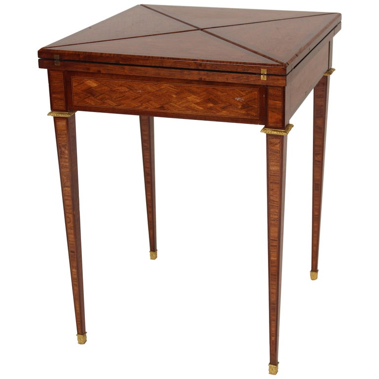 Louis XVI Style Napkin Fold Games Table, Signed Haentges, Paris at 1stDibs