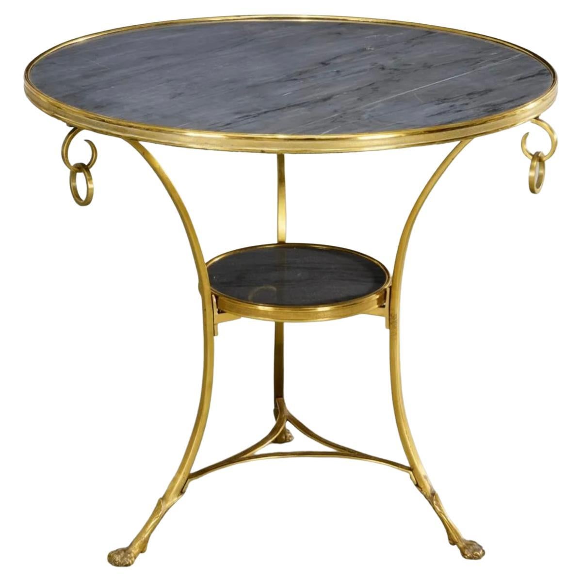 19th C. French Louis XVI Style Gilt Bronze and Grey Marble Gueridon For ...
