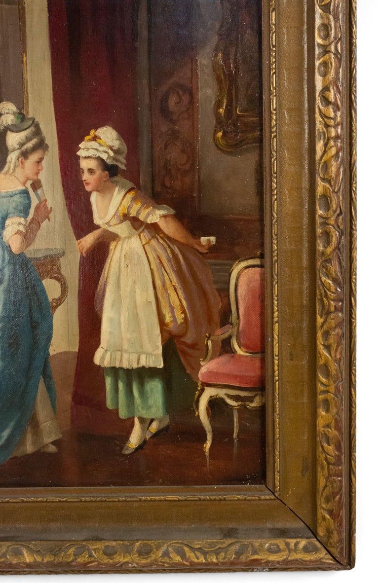 Louis XVI Style Oil Painting of a Domestic Interior Scene For Sale at ...