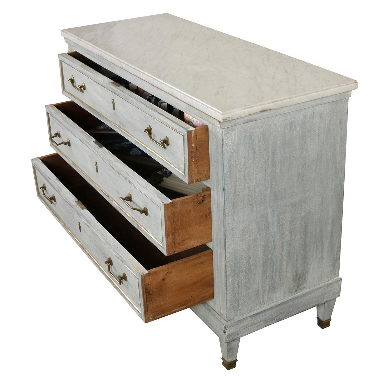 Louis XVI Style Painted Commode with Marble Top For Sale at 1stDibs