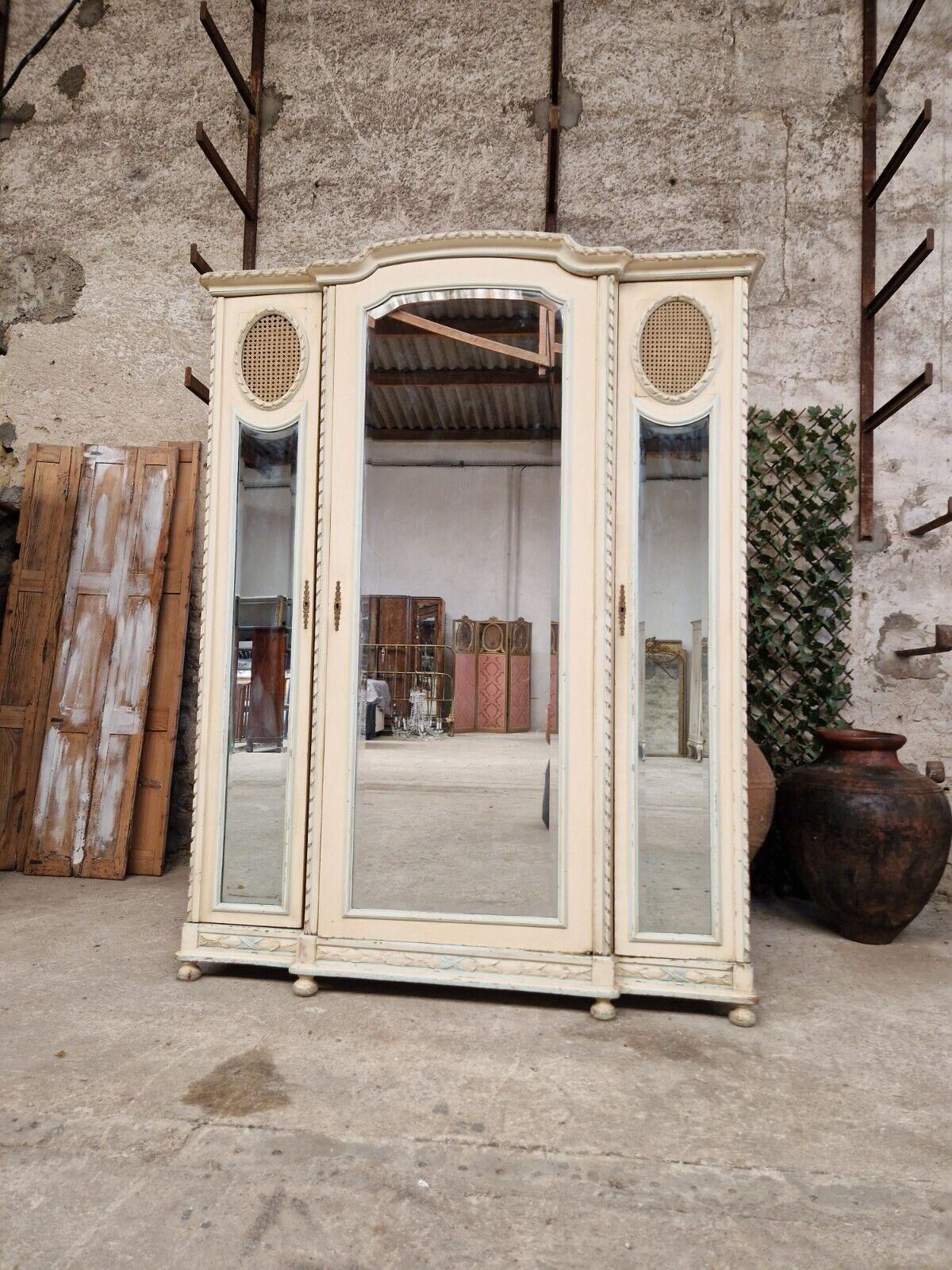 Antique French Wardrobe Louis XVI Style White Triple Door For Sale at ...