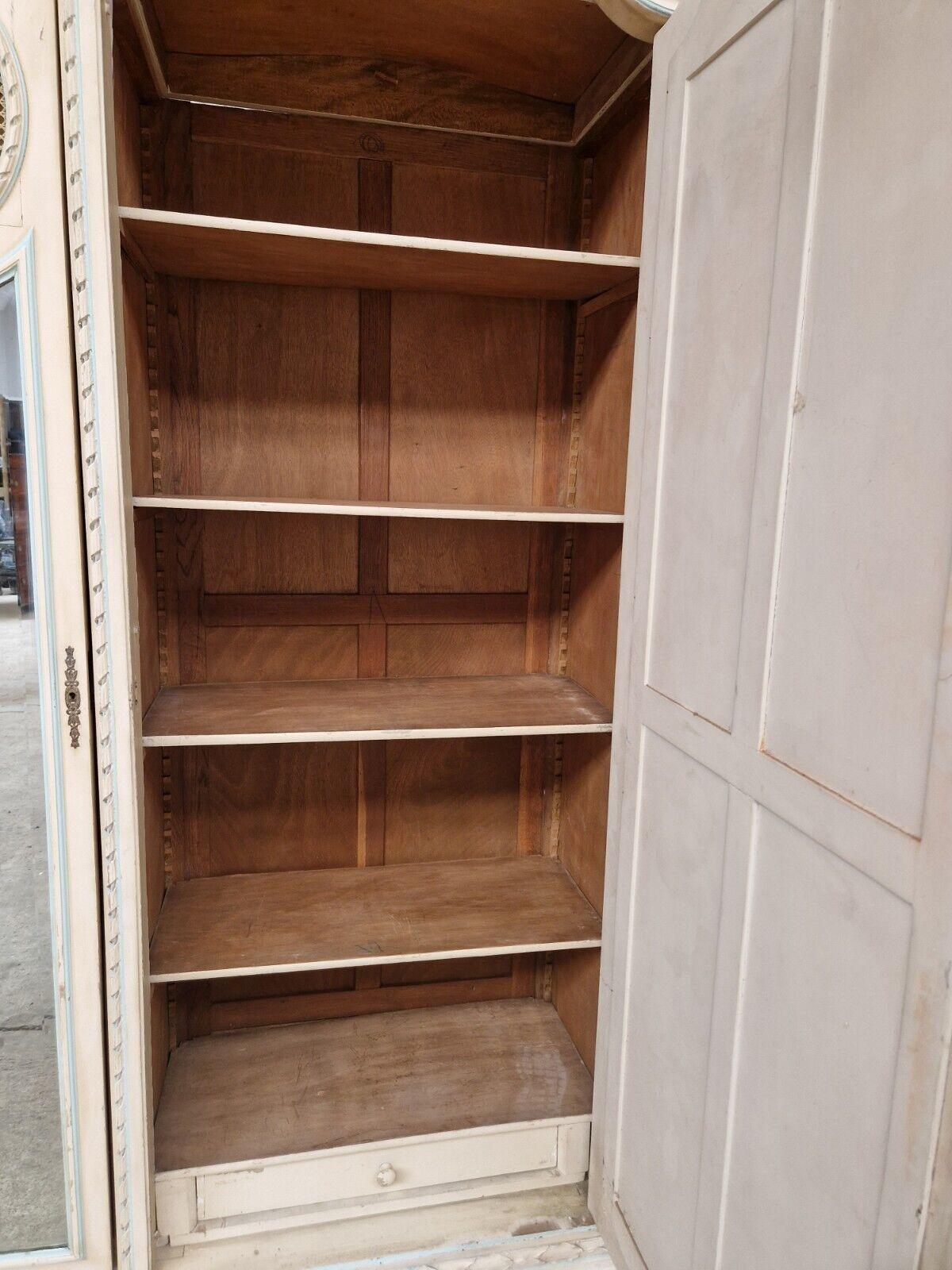 Antique French Wardrobe Louis XVI Style White Triple Door For Sale at ...
