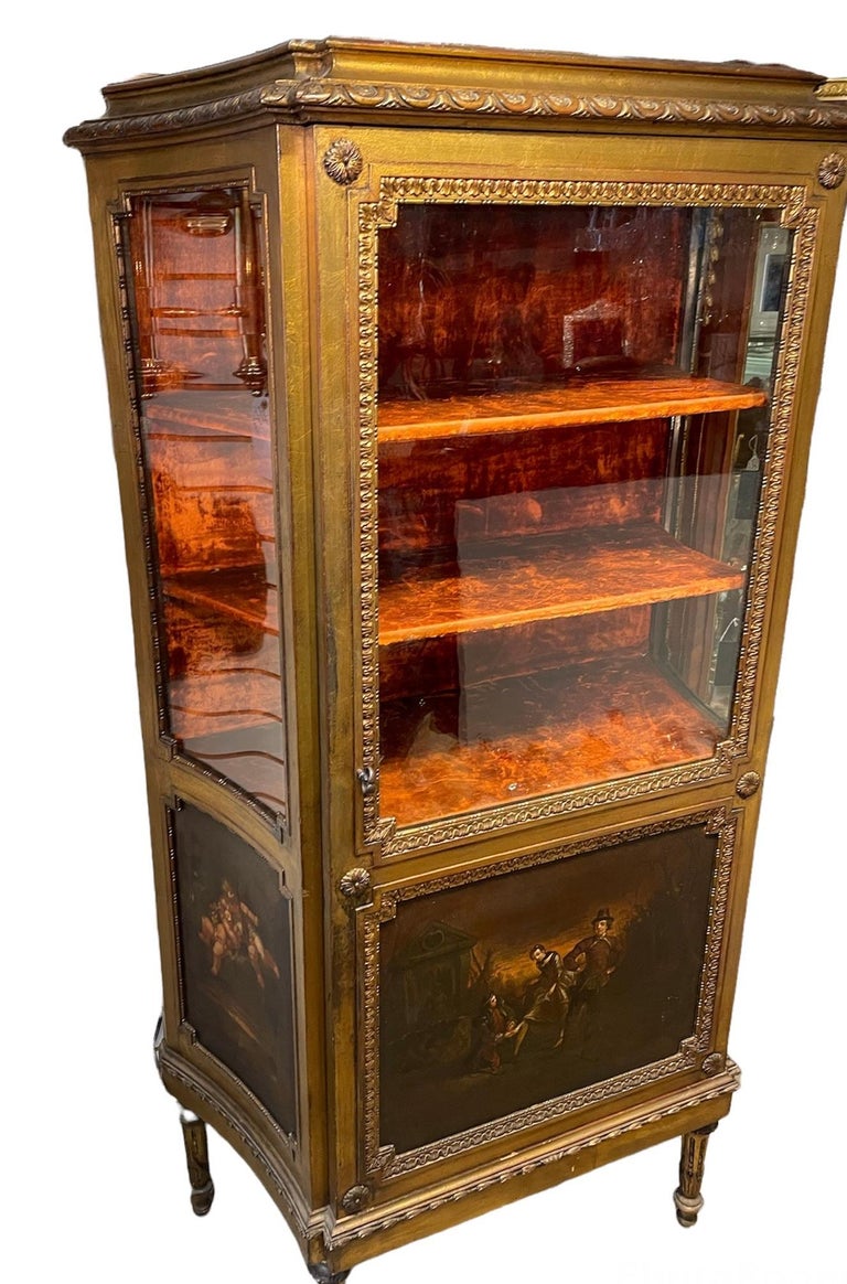 Louis XVI Style Rectangular Vitrine / Curio Cabinet For Sale at 1stDibs
