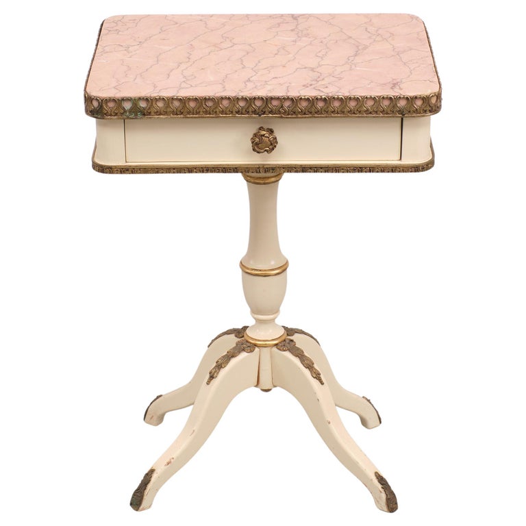 Louis XVI Style Side Table Pink Marble Top, 1950s For Sale at 1stDibs
