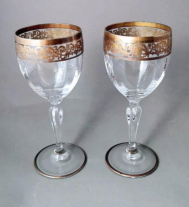 Louis XVI Style Six Blown Italian Water Goblets with Gold Rim For Sale ...